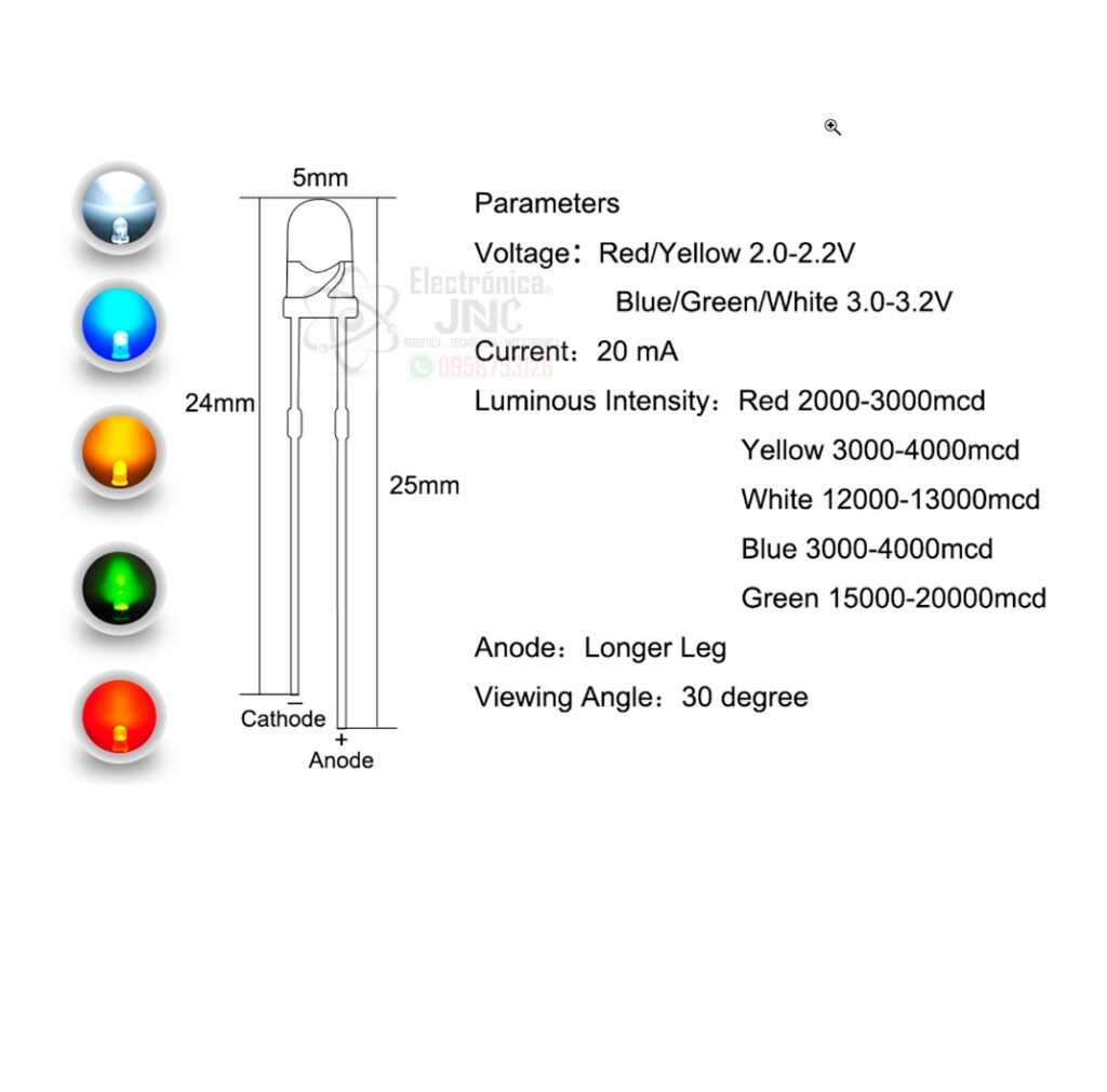 kit de 500 diodos led de 5mm con caja - Electronica JNC