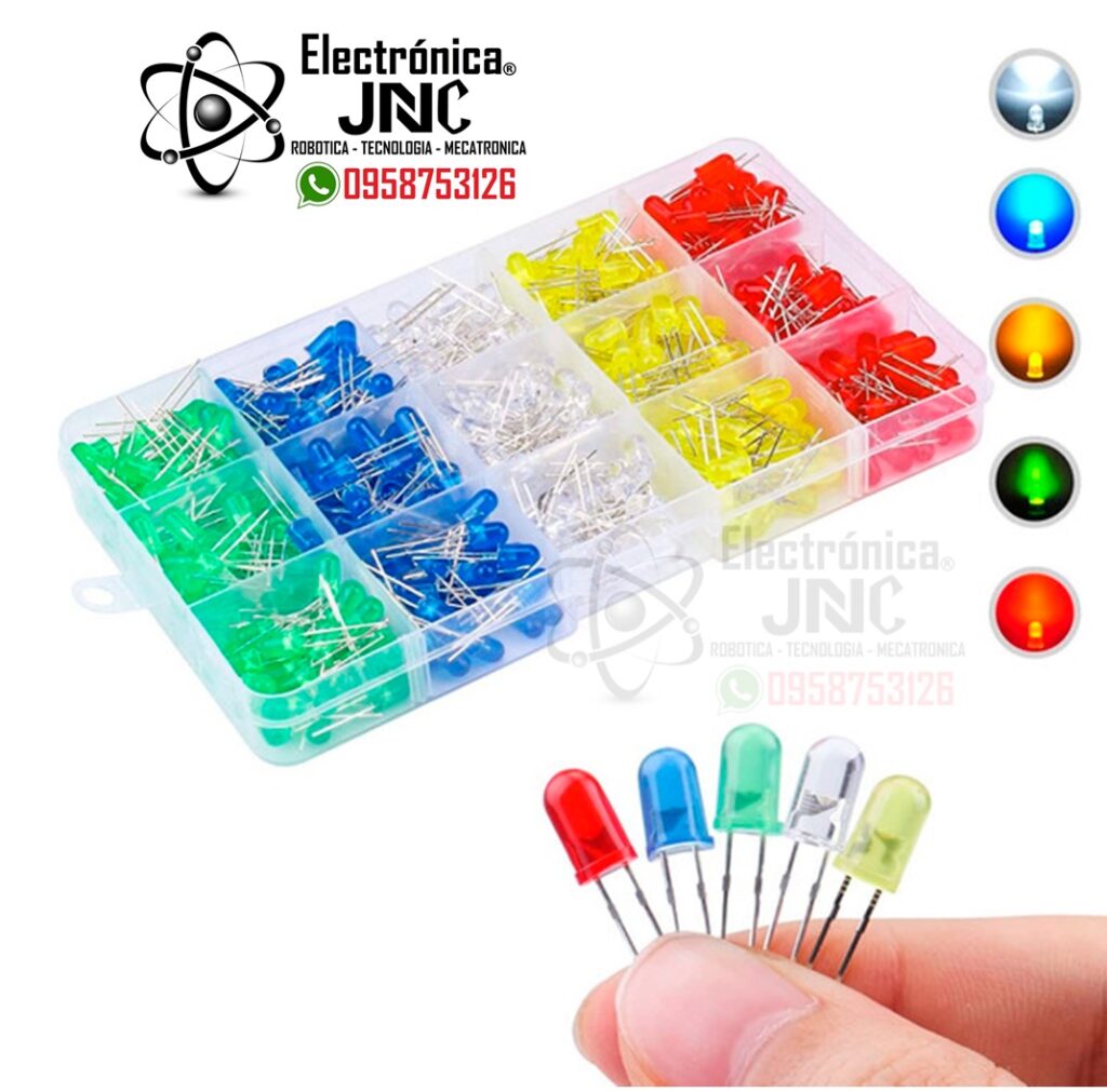 kit de 500 diodos led de 5mm con caja - Electronica JNC