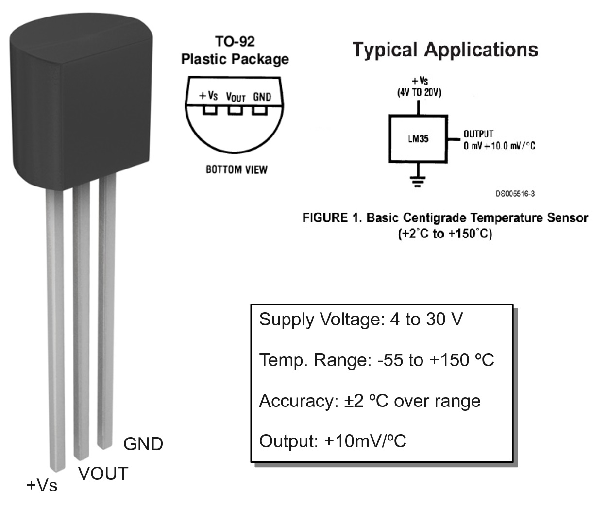 Sensor Temperatura LM35DZ - Electronica JNC
