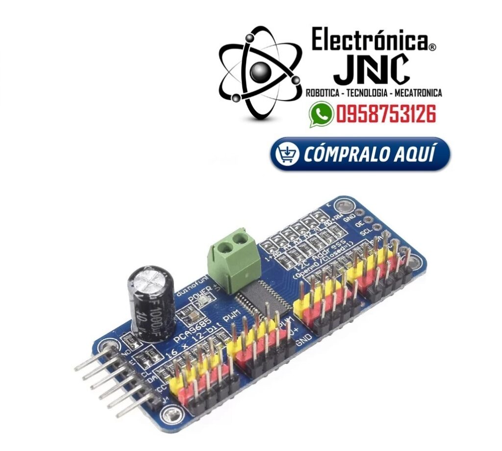 Módulo Controlador de Servos PCA 9685 - Electronica JNC